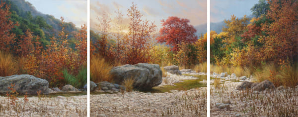 William Hagerman 16 x 40 Open Edition Giclee on Canvas:"Autumn Triptych ...