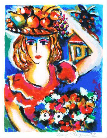 Zamy Steynovitz Limited Edition Serigraph on Paper: "Lady with Bouquet ...