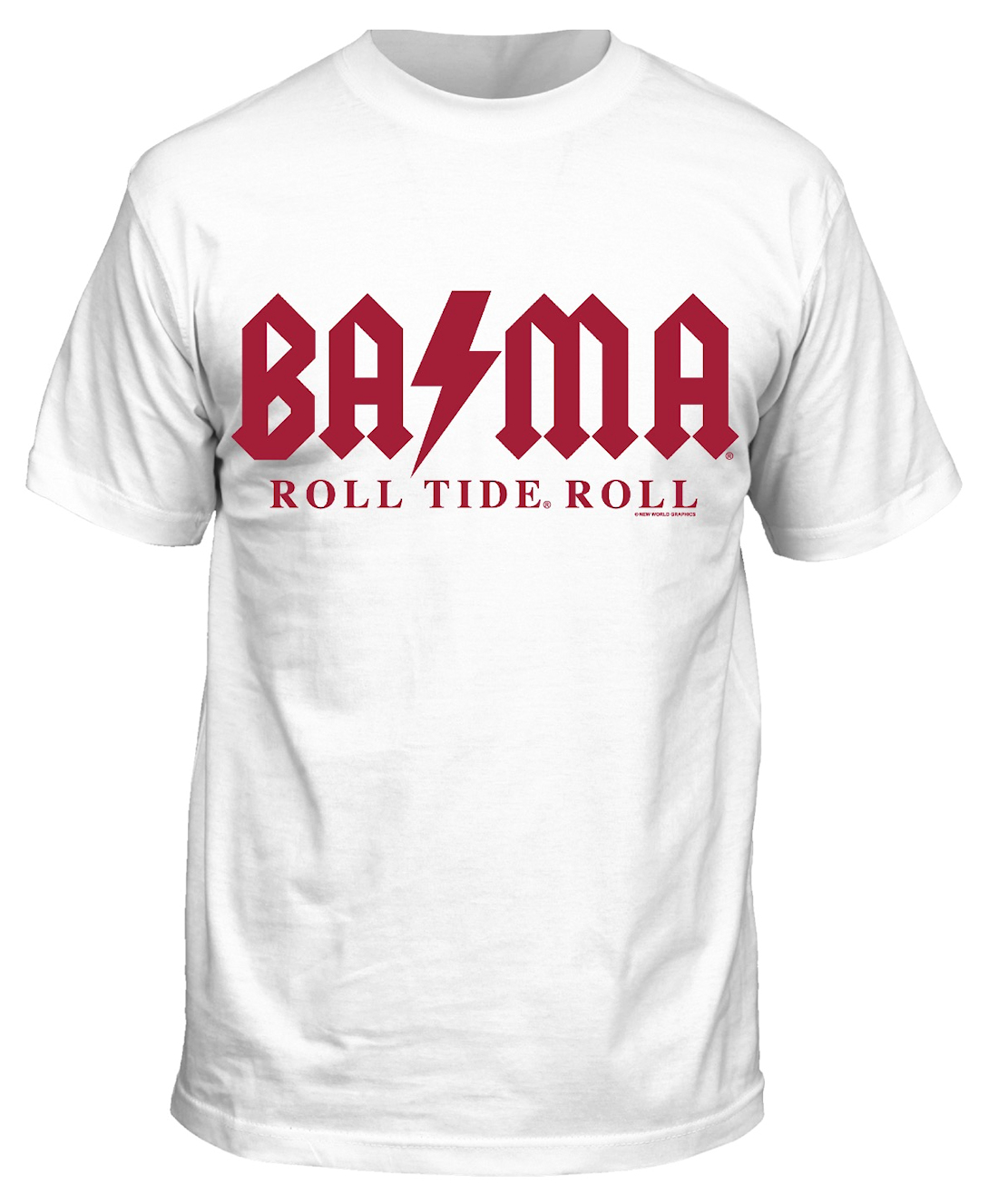 Alabama Crimson Tide Men's White Roll Tide Bolt Short Sleeve T Shirt ...