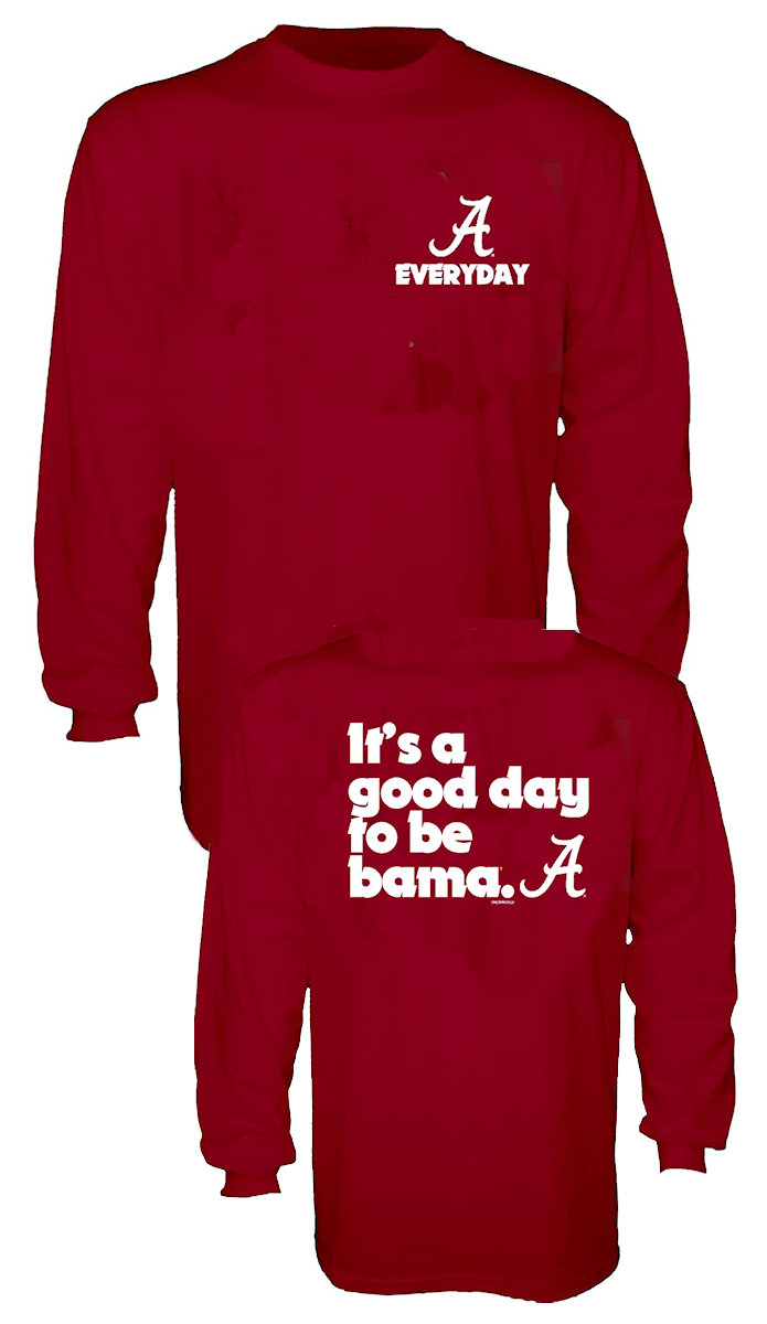 Alabama Crimson Tide Mens Good Day 2 Sided Bama Long Sleeve T Shirt ...