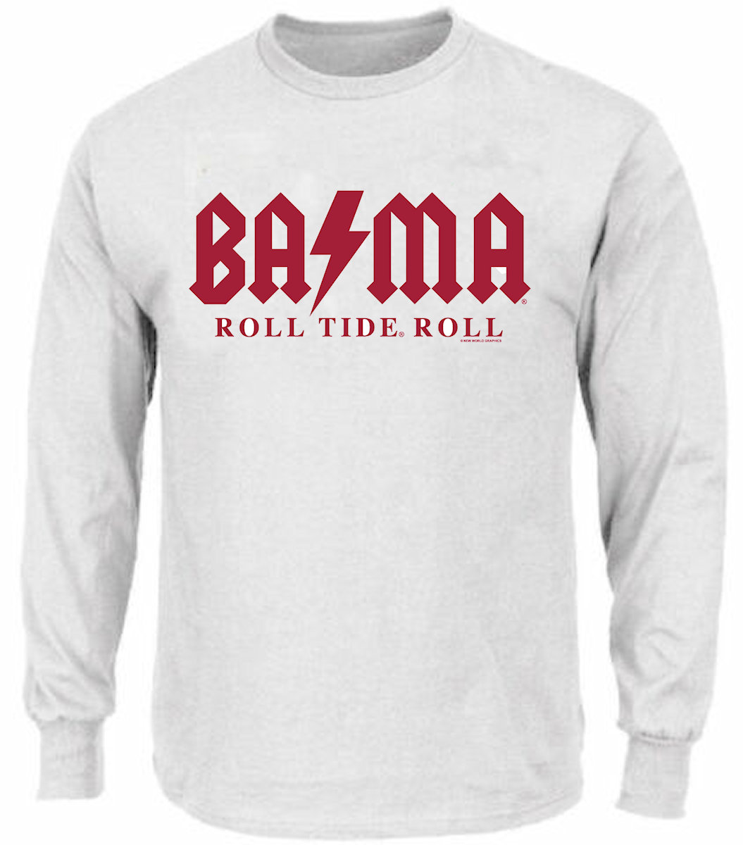 Alabama Crimson Tide Men's White Roll Tide Bolt Long Sleeve T Shirt ...