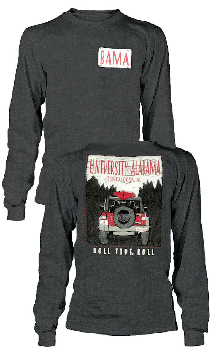 Alabama Crimson Tide Men’s Grey Roll Tide College Slogan Long Sleeve T ...