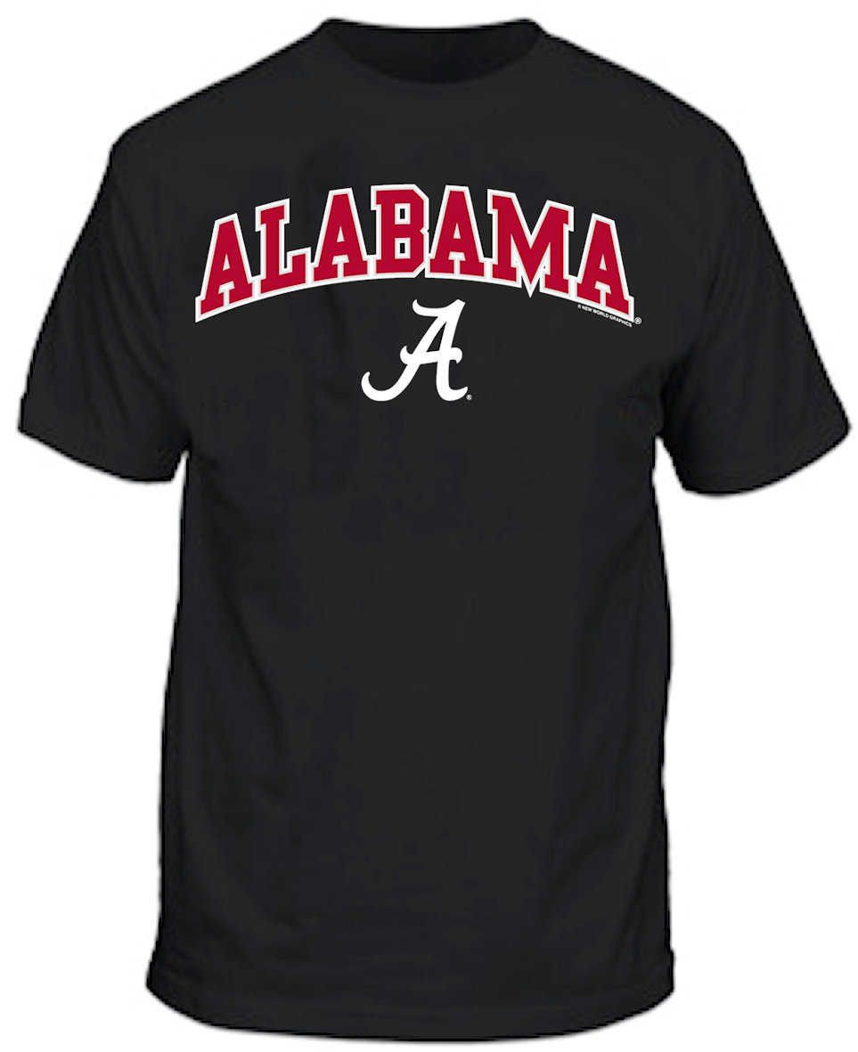 Alabama Crimson Tide Men’s Black College Arch Short Sleeve T Shirt ...