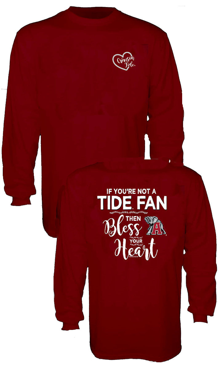 Alabama Crimson Tide Men's Bless Your Heart 2-Sided Long Sleeve T Shirt ...