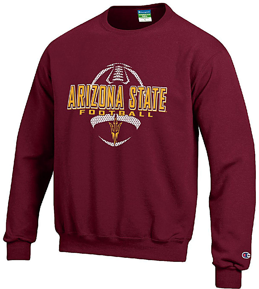 Arizona State Sun Devils Maroon Football Powerblend Screened Crew ...