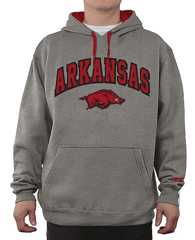 Arkansas Razorbacks Grey Adult Embroidered College Classic Hoodie ...