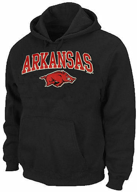 Arkansas Razorbacks Adult Black Arch Logo Hoodie Sweatshirt | Arkansas ...