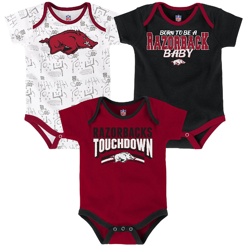 Arkansas Razorbacks Infant Playmaker 3 Pack Onesie Bodysuit Set ...