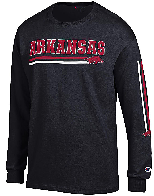 Arkansas Razorbacks Mens Black Champion Vertical Long Sleeve T Shirt ...