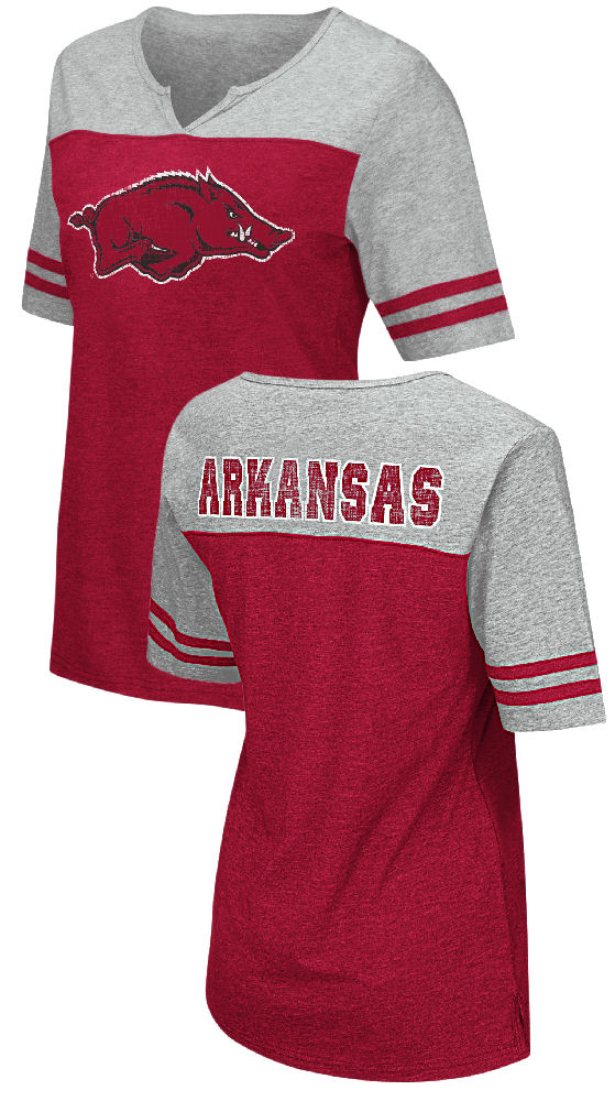 Arkansas Razorbacks Juniors Sized V Neck T Shirt- On A Break-Cardinal ...