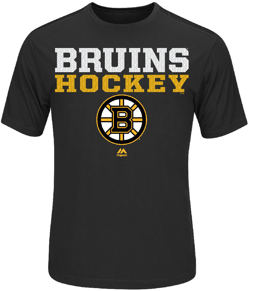 Boston Bruins Mens Majestic Synthetic Feel The Pressure Short Sleeve T ...