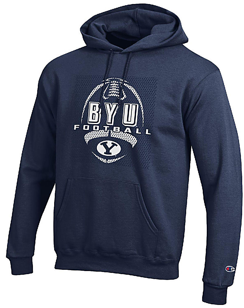 BYU Cougars Navy Football Powerblend Screened Hoodie Sweatshirt by ...