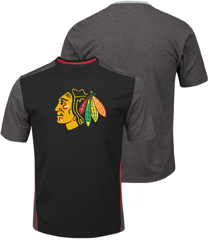 Chicago Blackhawks Mens Black Glowing Play Synthetic Crew Shirt ...