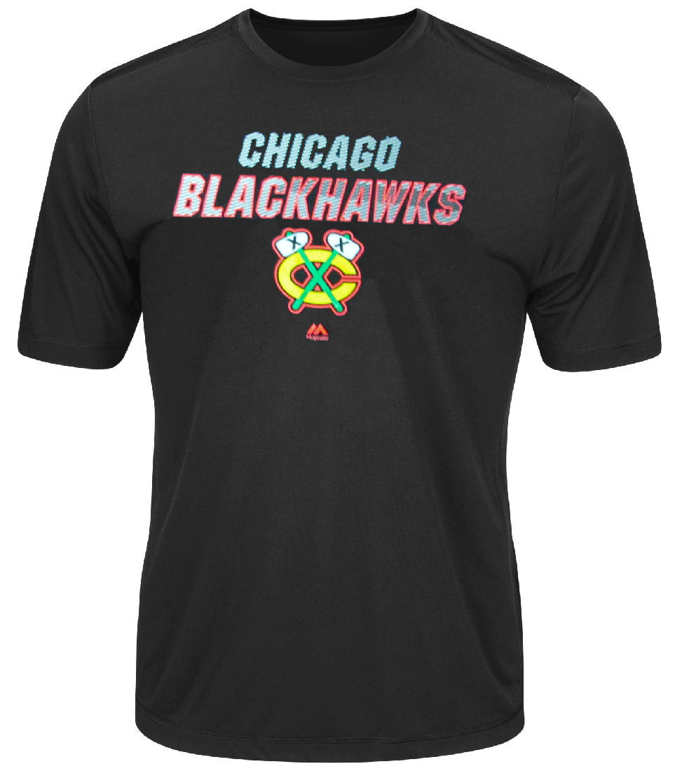 Chicago Blackhawks Black Charging Synthetic Performance Tee Shirt by ...