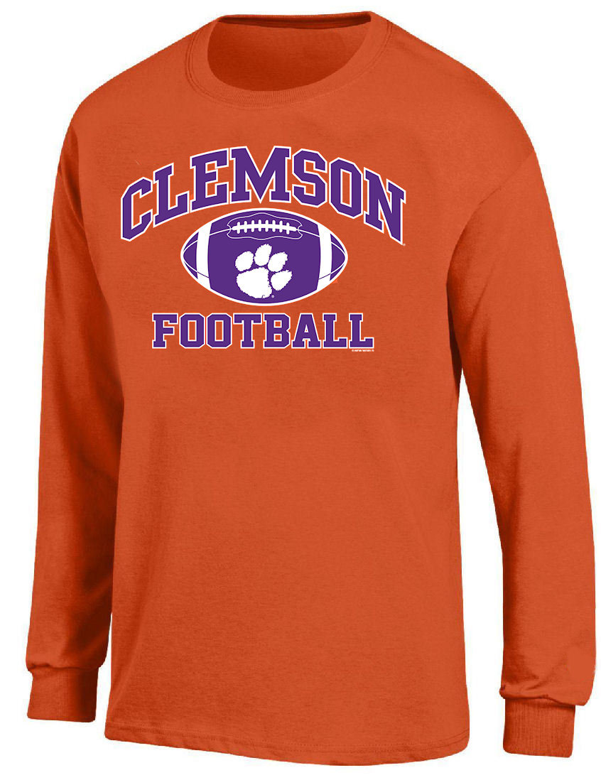 Clemson Tigers Men's Orange Football Graphic Long Sleeve T Shirt ...