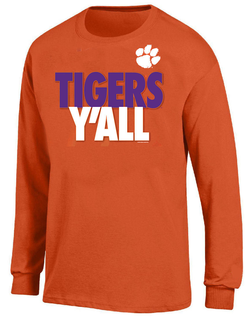 Clemson Tigers Men's Orange Y'ALL Slogan Long Sleeve T Shirt | Clemson ...
