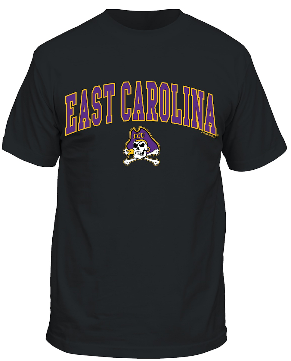 East Carolina Pirates Men's Black Arch Logos Short Sleeve T Shirt ...