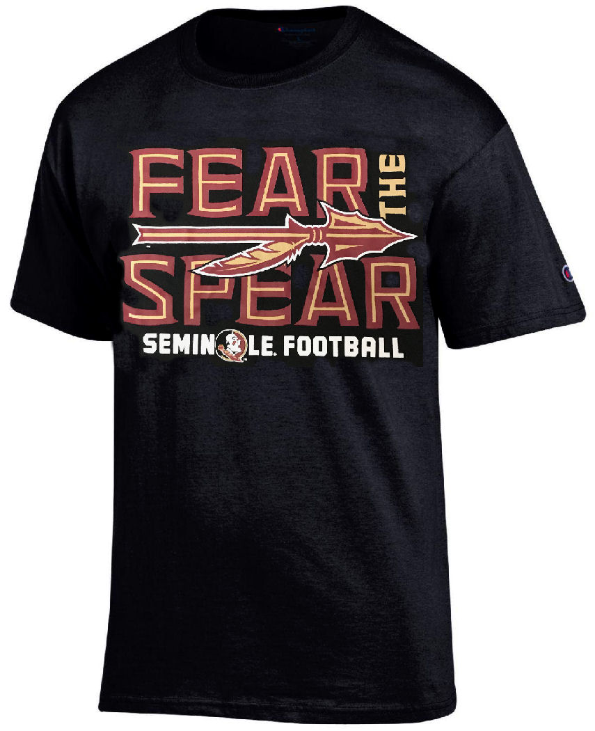 Florida State Seminoles Black Champion Fear The Spear T Shirt | Florida ...