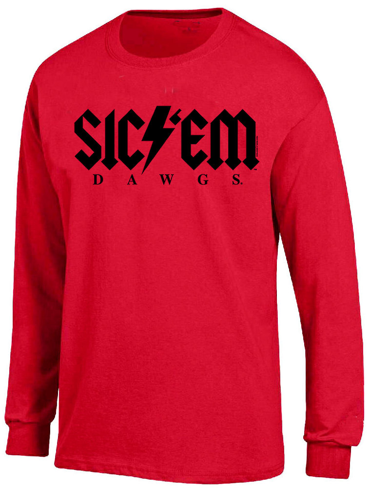 Georgia Bulldogs Men's Red Sic 'Em Bolt Long Sleeve T Shirt | Georgia ...