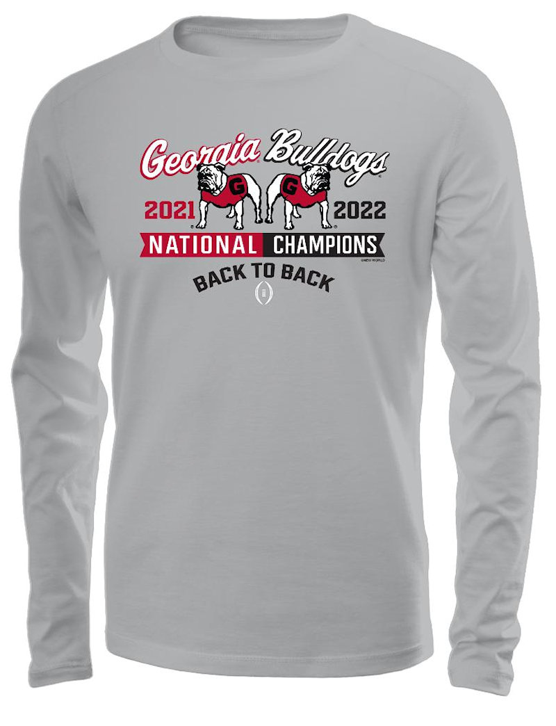 Georgia Bulldogs Grey Double Dawg Back to Back National Champions Long ...