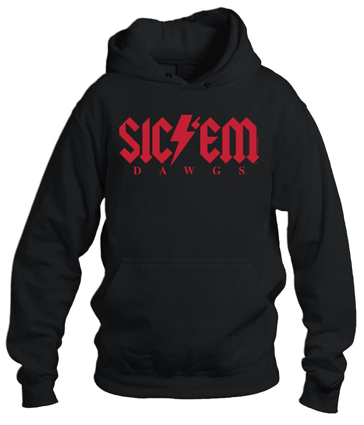 Georgia Bulldogs Adult Black Textured Distressed Bolt Sic Em Hoodie ...