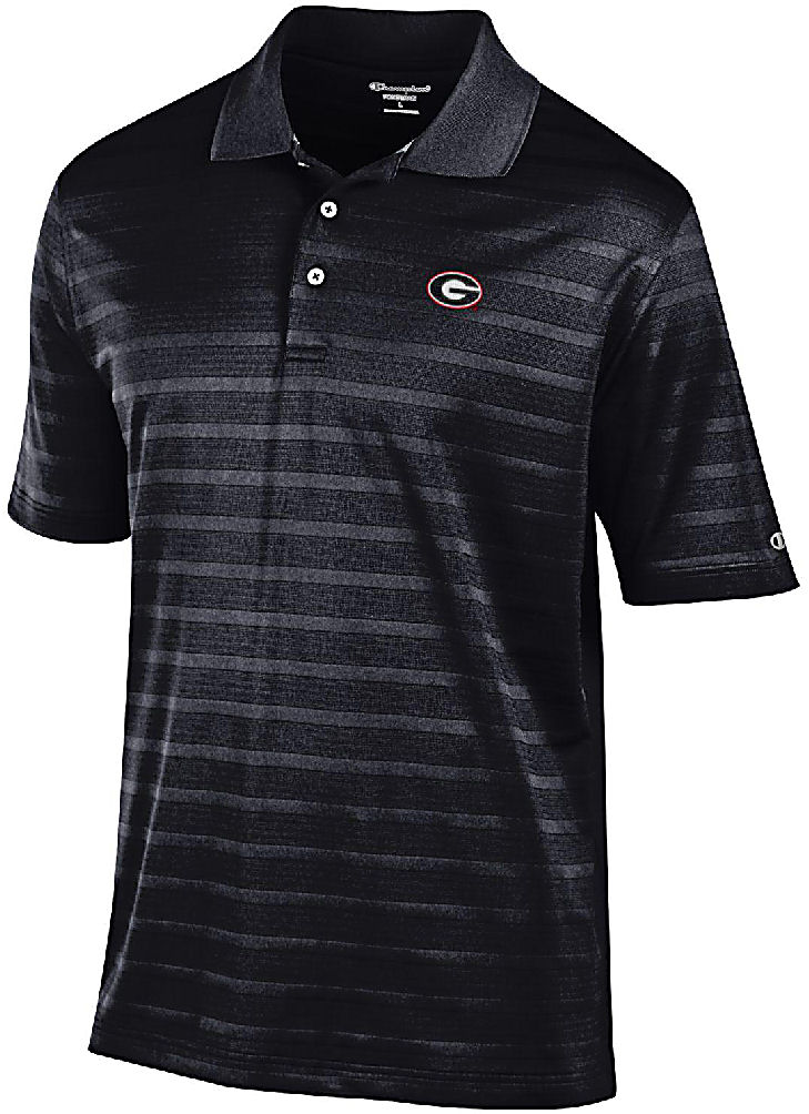 Georgia Bulldogs Mens Black Textured Champion Synthetic Polo Shirt