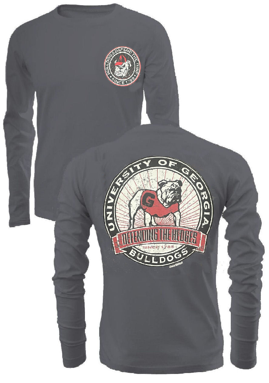 Georgia Bulldogs Men's Retro Mascot 2 Sided Smoke Grey Long Sleeve T ...