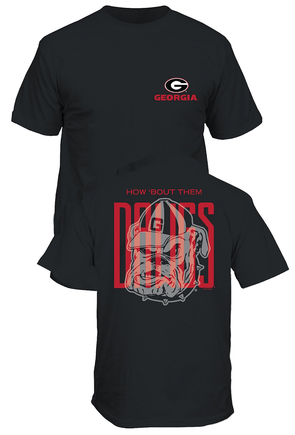 Georgia Tall Dawgs Mascot 2-Sided Black Short Sleeve T Shirt | Georgia ...