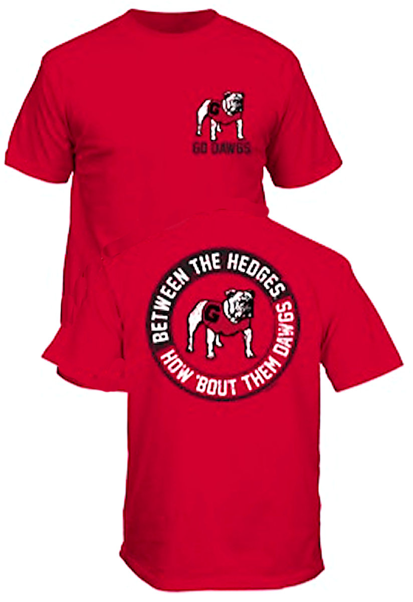 Georgia Bulldogs UGA Go Dawgs Fall Silhouette Red 2-Sided Short Sleeve ...