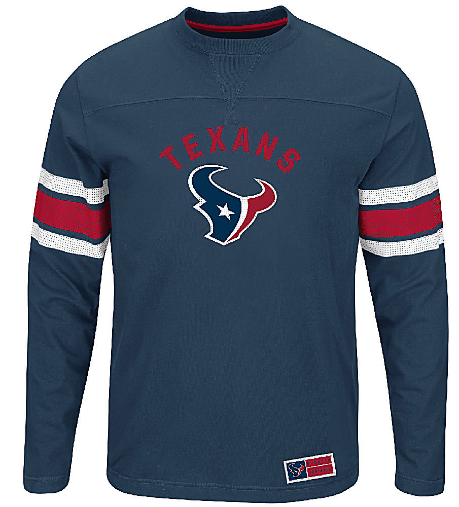 Houston Texans Adult Navy Power Hit 2 Long Sleeve T Shirt on Sale ...