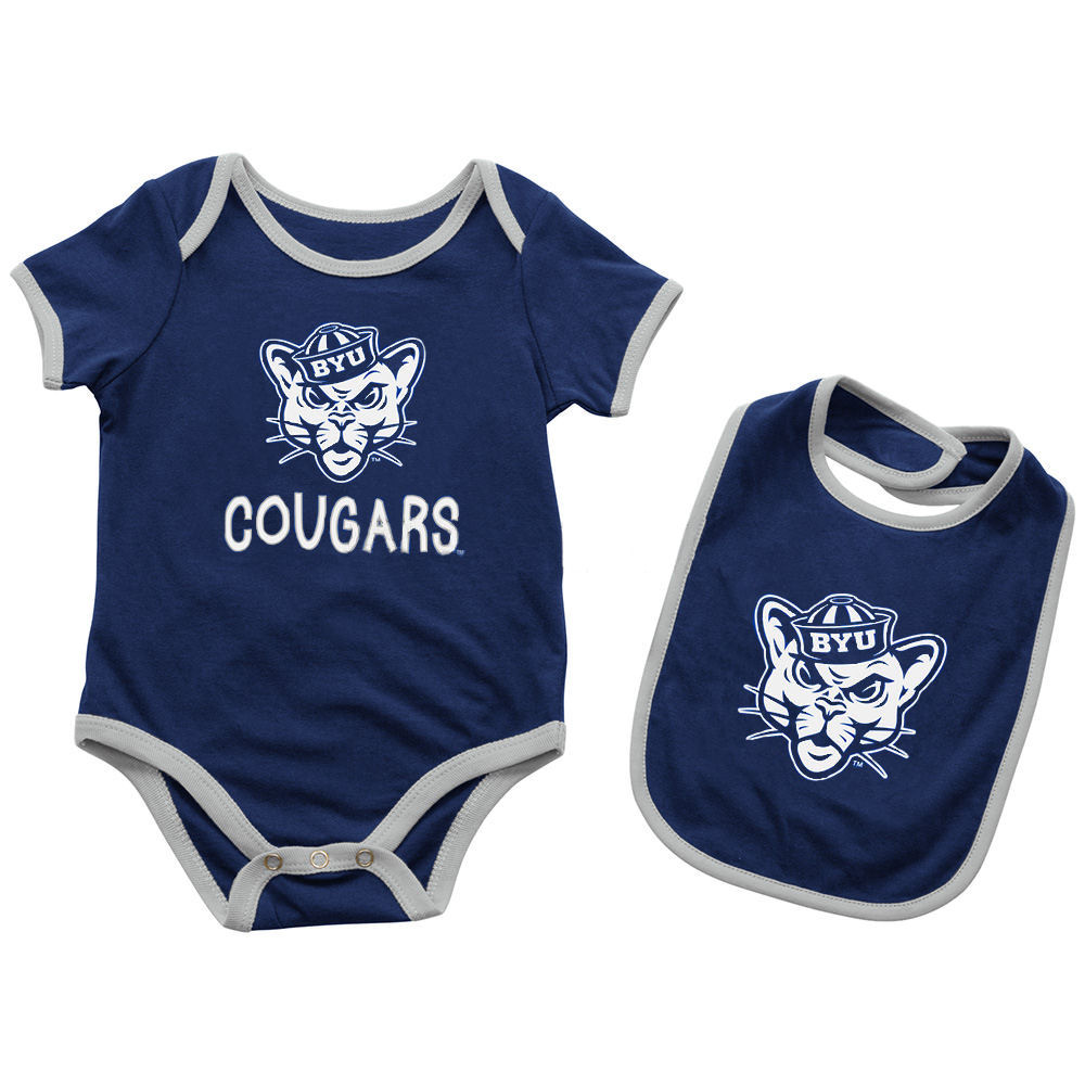 Infant BYU Cougars Blue Look At The Baby Onesie and Bib Set | BYU ...