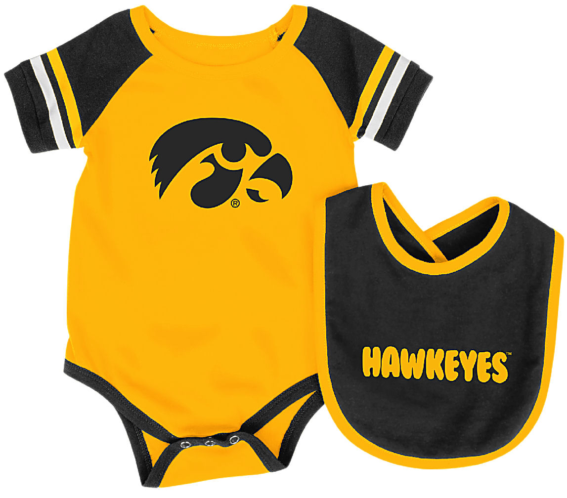 Infant Iowa Hawkeyes Gold Roll Out Onesie and Bib Set | Iowa Hawkeyes ...
