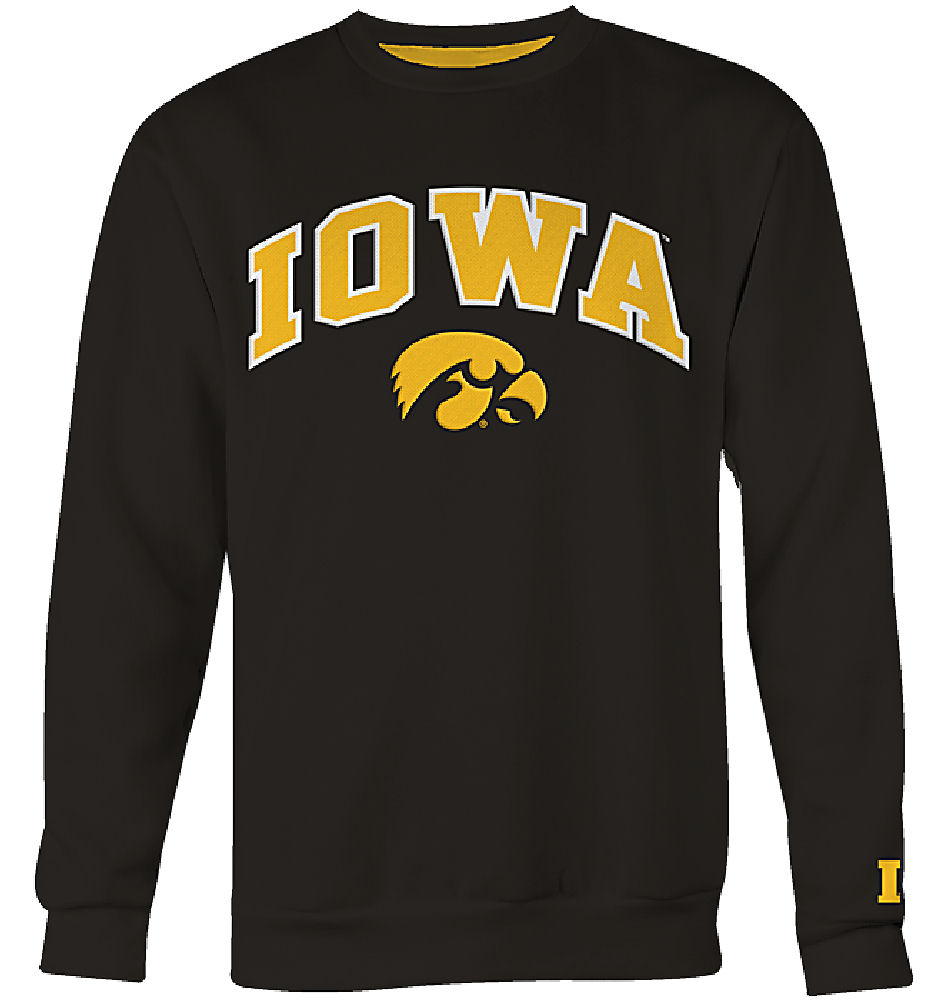 Iowa Hawkeyes Mens Black Embroidered College Classic Crewneck ...