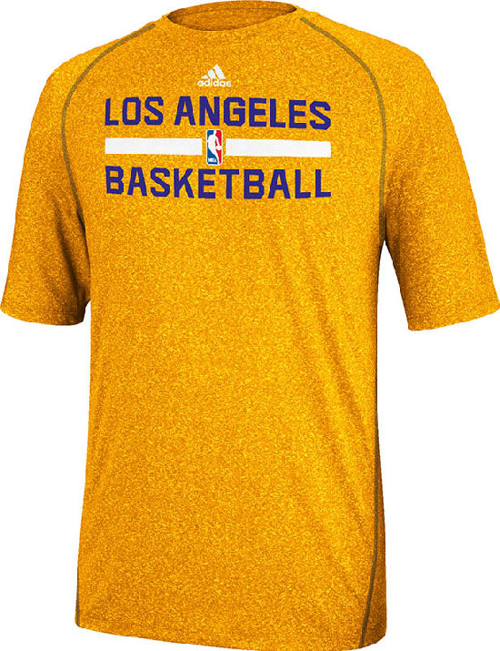 Los Angeles Lakers Heather Gold Climalite Practice Short Sleeve Shirt ...