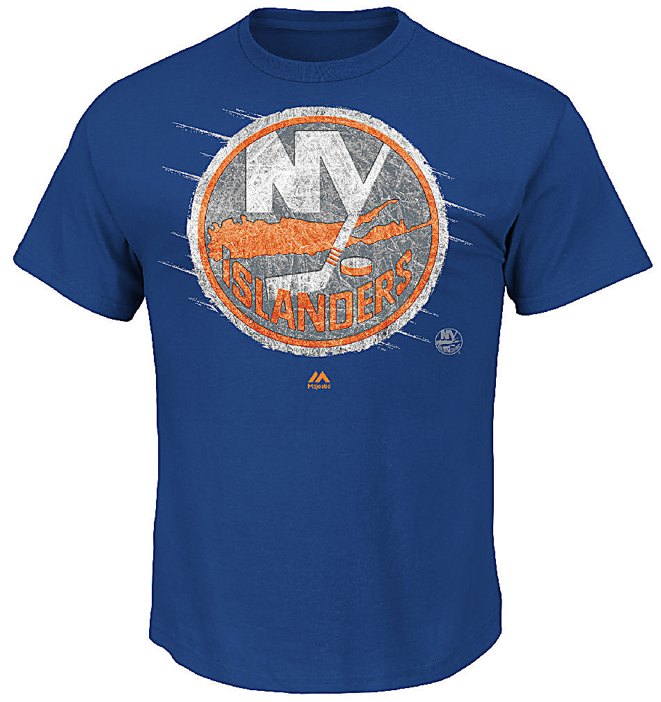 Mens New York Islanders Royal Majestic Pond Hockey Short Sleeve T Shirt ...