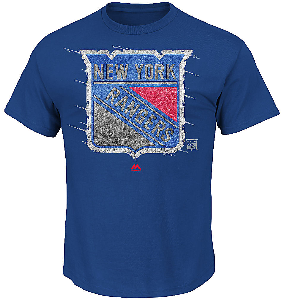 New York Rangers Royal Majestic Pond Hockey Short Sleeve T Shirt | New ...