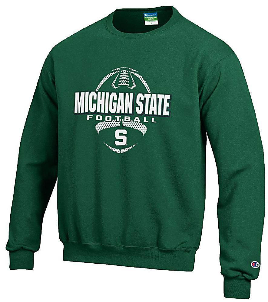 Michigan State Spartans Green Football Powerblend Screened Crew ...