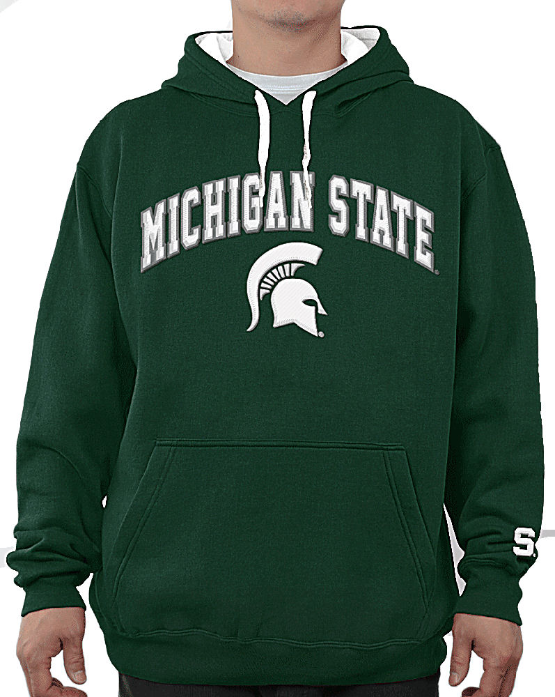 NCAA Michigan State Spartans Green Embroidered College Classic 2 Hoodie ...