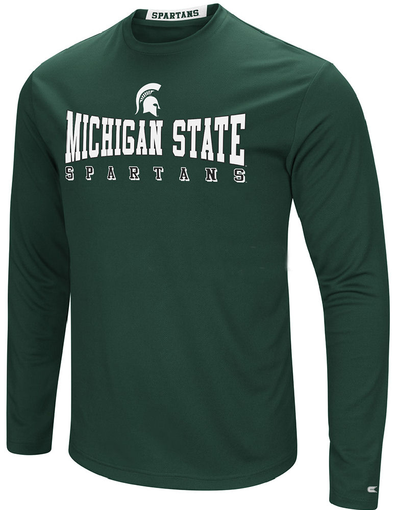 Michigan State Spartans Mens Green Synthetic Streamer Long Sleeve T ...