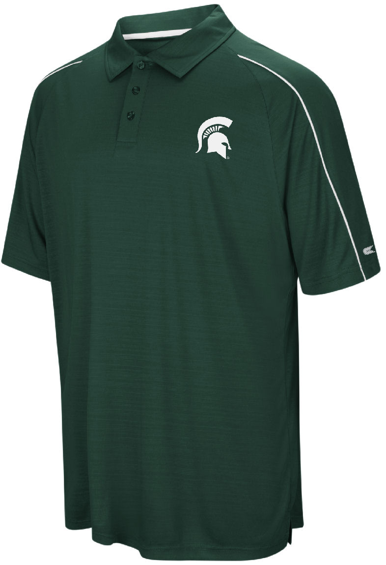 Michigan State Spartans Mens Green Setter Synthetic Poly Polo Shirt ...