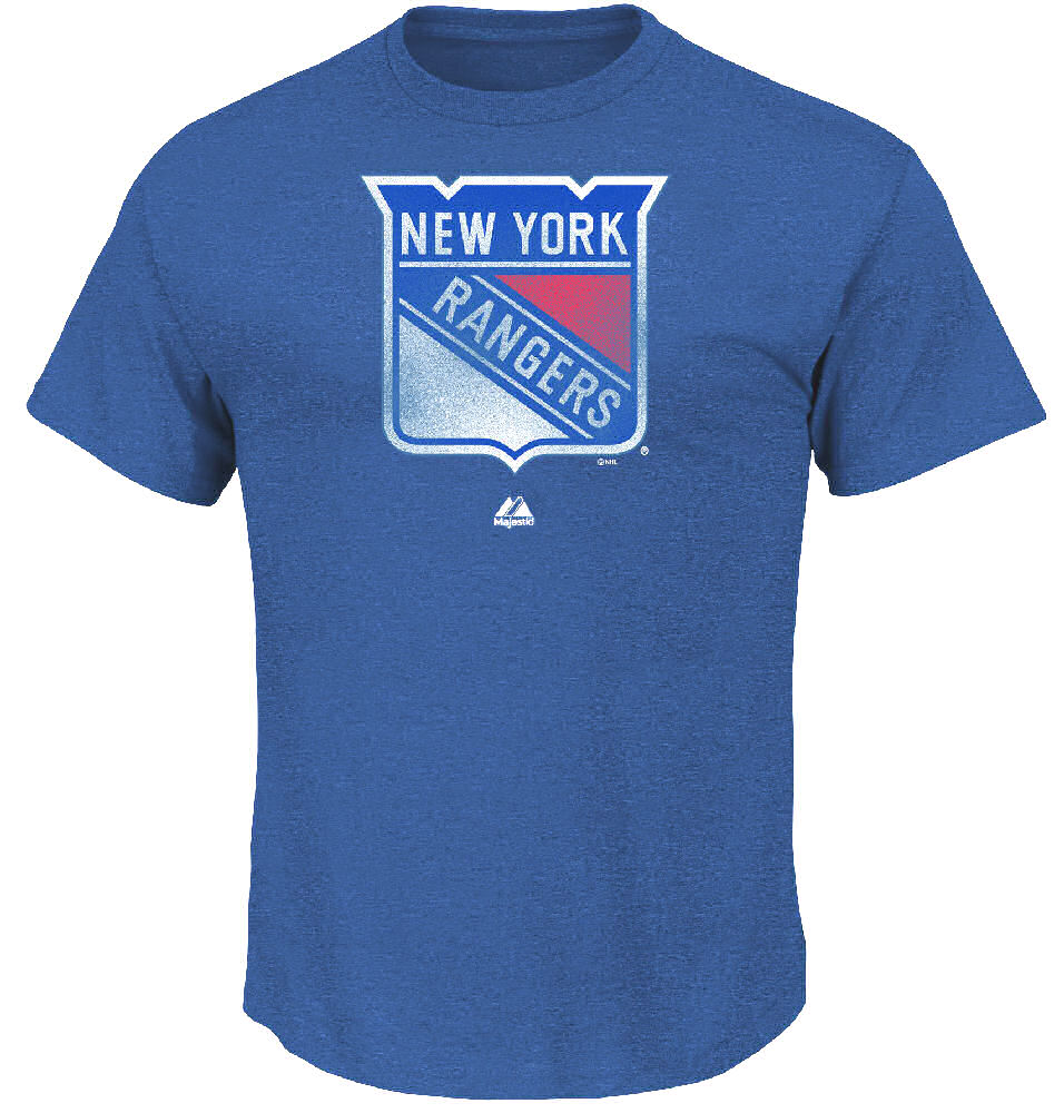 New York Rangers Mens Heather Blue Raise The Level T Shirt by Majestic ...