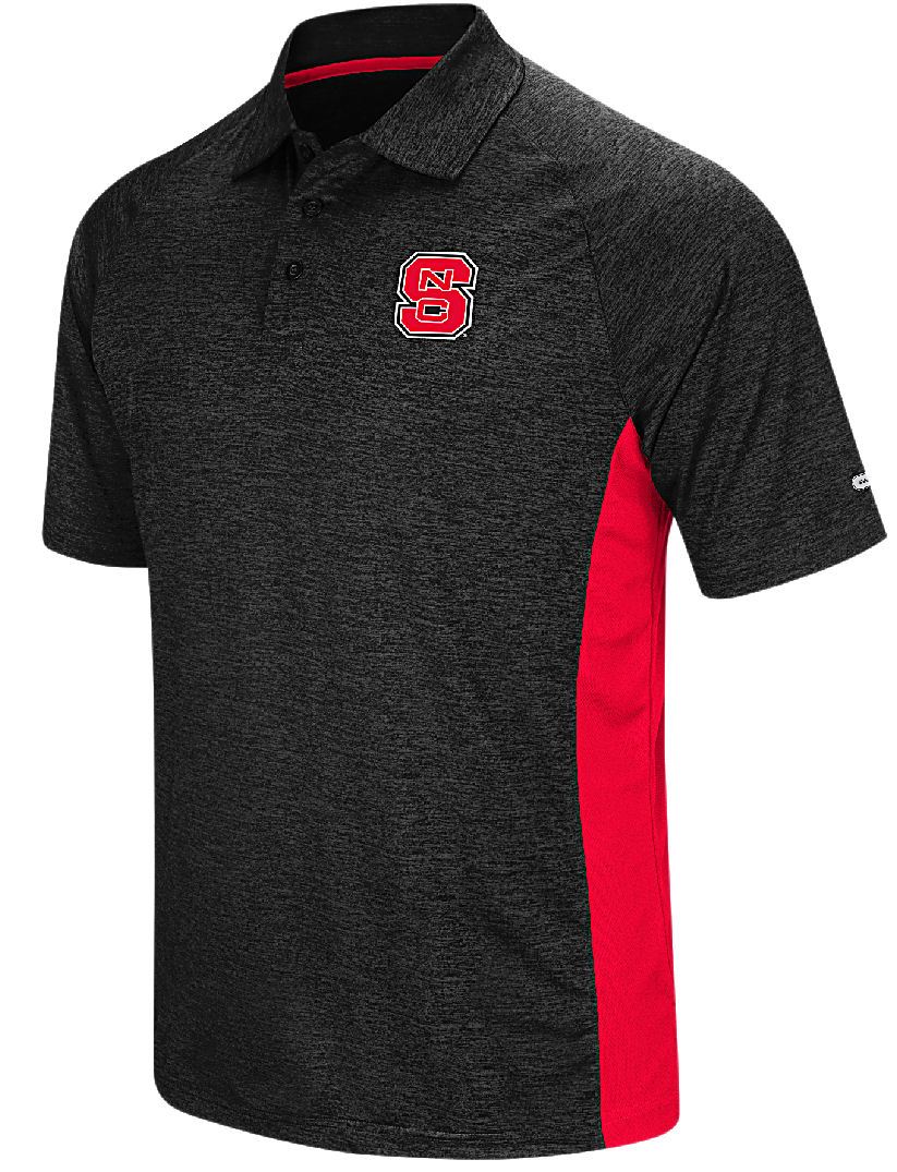 North Carolina State Wolfpack Black Heather Synthetic Wedge Polo Shirt ...