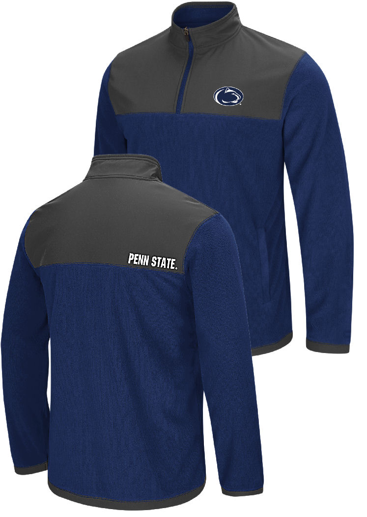 Penn State Nittany Lions Mens Blue Blocker Corded Polar Fleece 1/4 Zip ...