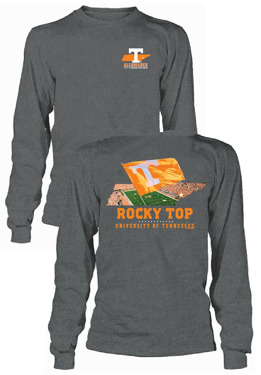 Tennessee Volunteers Short Sleeve Grey Rocky Top Long Sleeve T Shirt ...