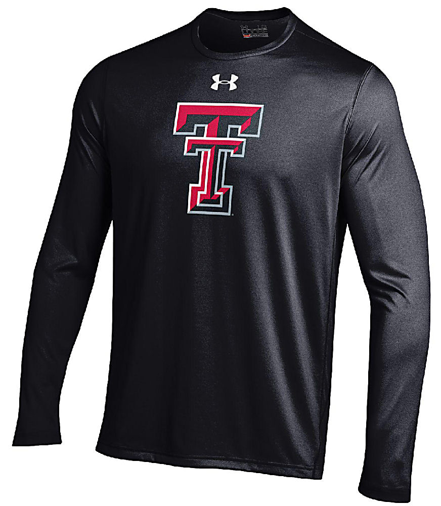 Texas Tech Red Raiders Adult Black Logo HeatGear Long Sleeve Shirt ...