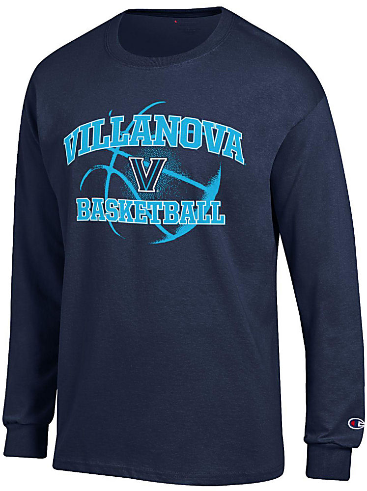 Villanova Wildcats Navy Basketball Long Sleeve T Shirt by Champion ...