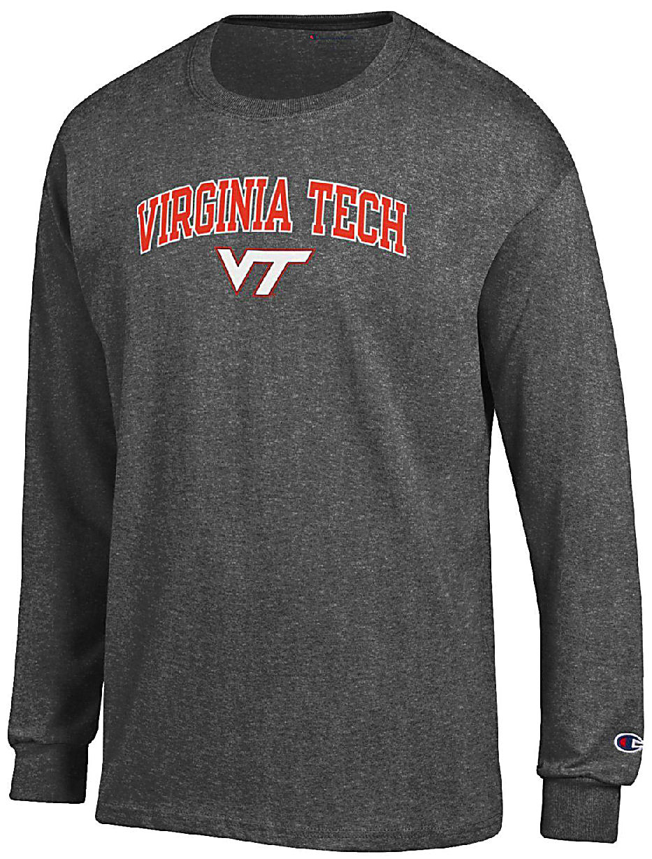Virginia Tech Hokies Granite Heather Champion Campus Long Sleeve Tee ...