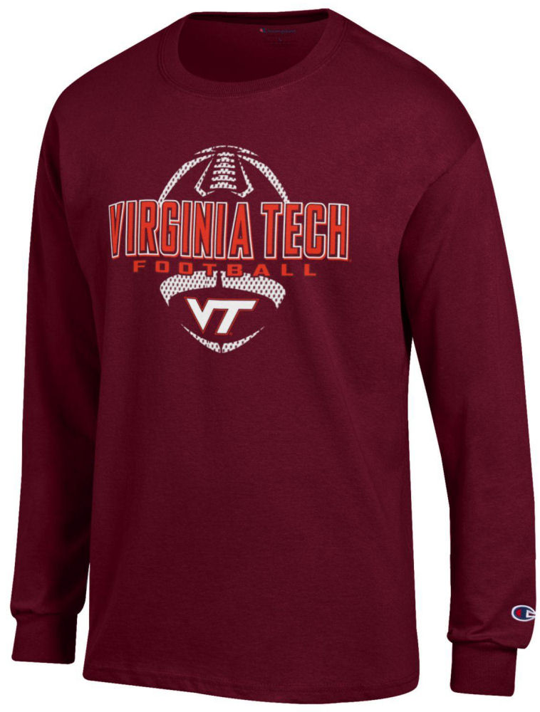Virginia Tech Hokies Maroon Football Long Sleeve Tee Shirt by Champion ...
