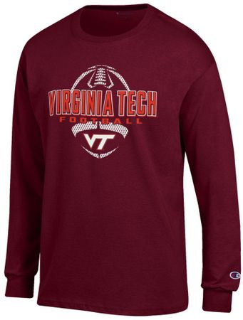 Virginia Tech Hokies Maroon Football Long Sleeve Tee Shirt by Champion ...