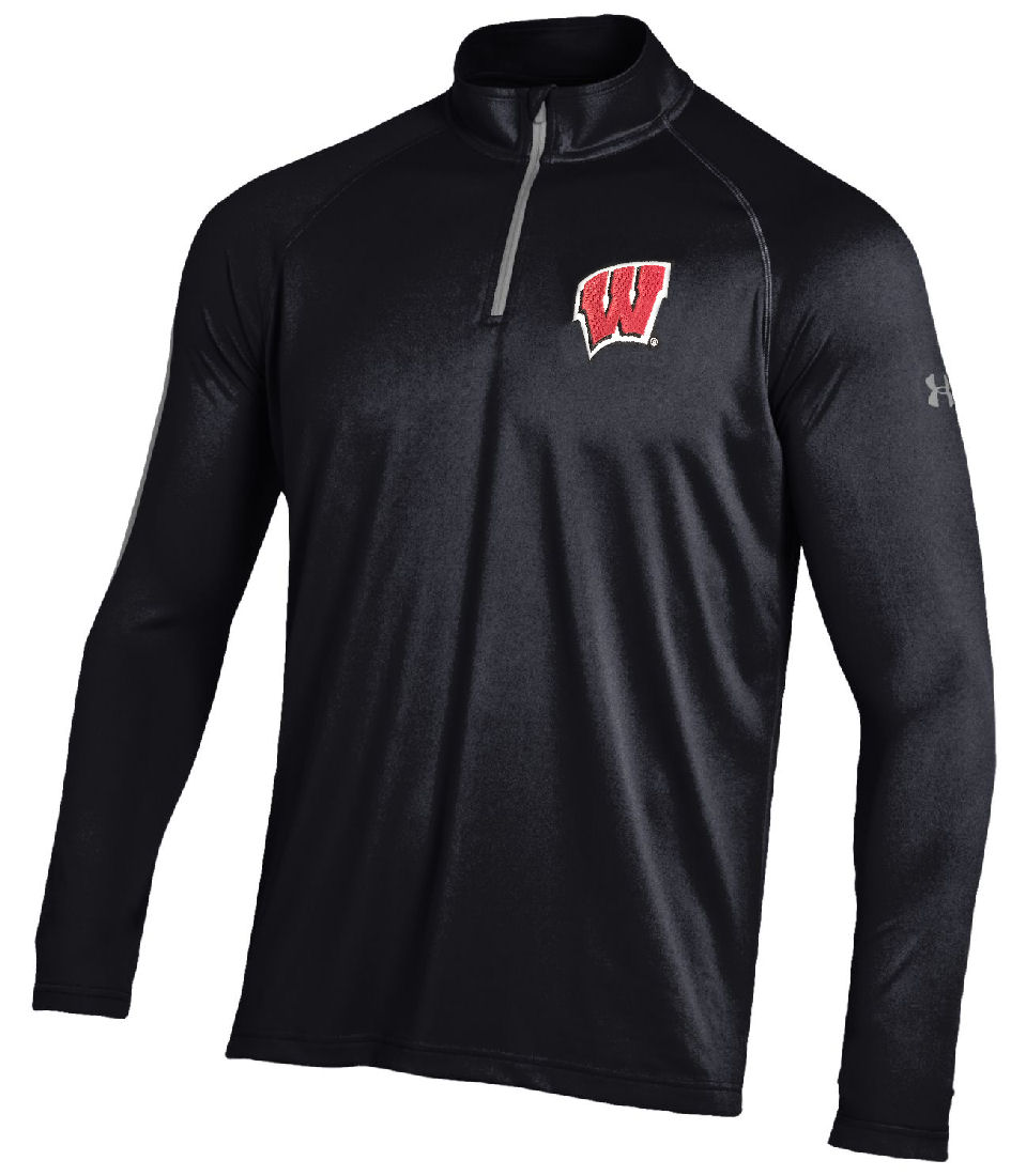 Wisconsin Badgers Black Synthetic ź Zip Under Armour Performance Long ...